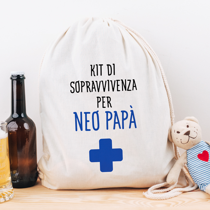 Sacca in Cotone Personalizzabile "Kit di Sopravvivenza per Neo Papà ...
