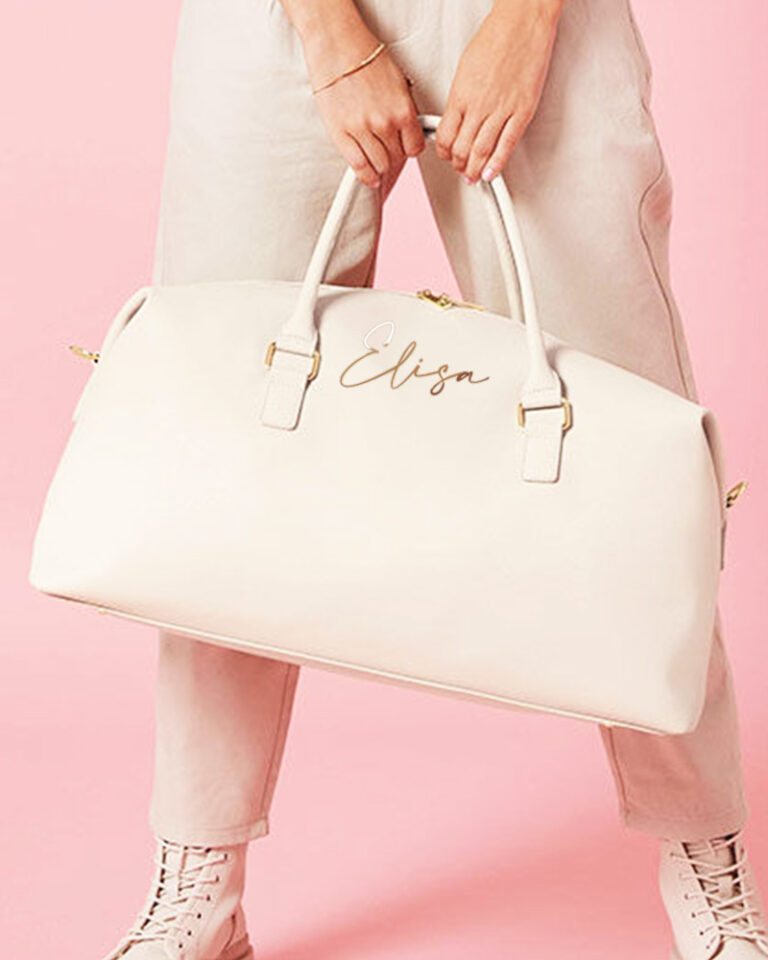 Borsone da Viaggio in Ecopelle Personalizzato con Nome in Corsivo ...