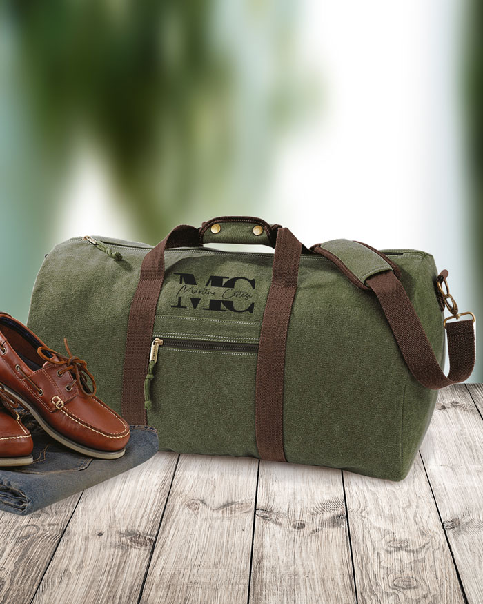 Borsone in Cotone Canvas Vintage con Tracolla per Uomo Personalizzato ...