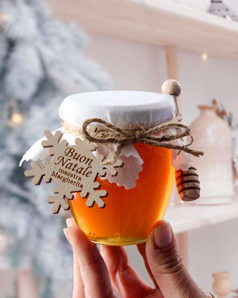 Vasetti di Miele Natalizi con Tag in Legno Personalizzata Idea Regalo ...