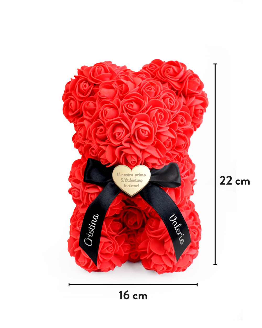 Tenero Orsetto di Rose Artificiali Personalizzato con Nastro in Doppio ...