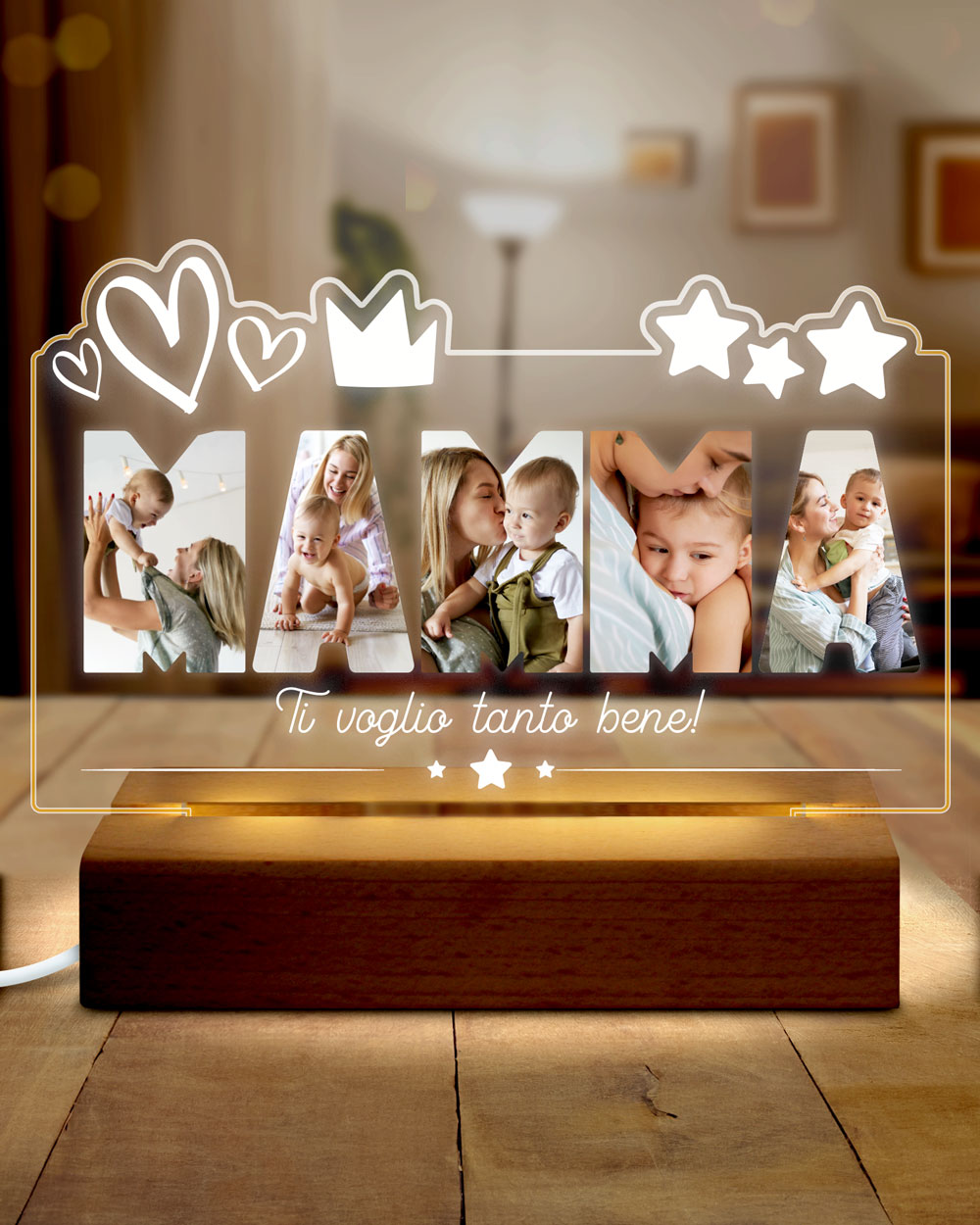 Lampada a Led Placca in Plexiglass "Mamma" Personalizzata con Foto e ...