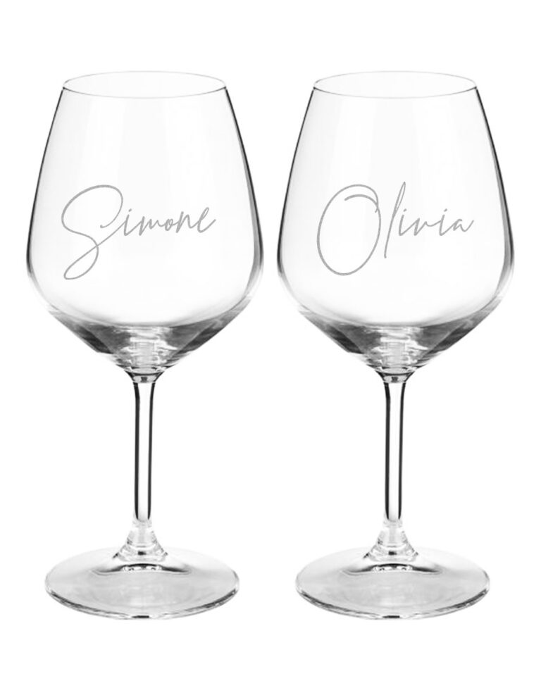 Coppia di Calici Personalizzati con Nome in Stile Calligrafico Elegante ...